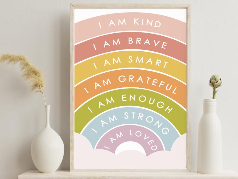 Affirmations for Kid, Printable Wall Art Poster Set, Boho Nursery Decor ...