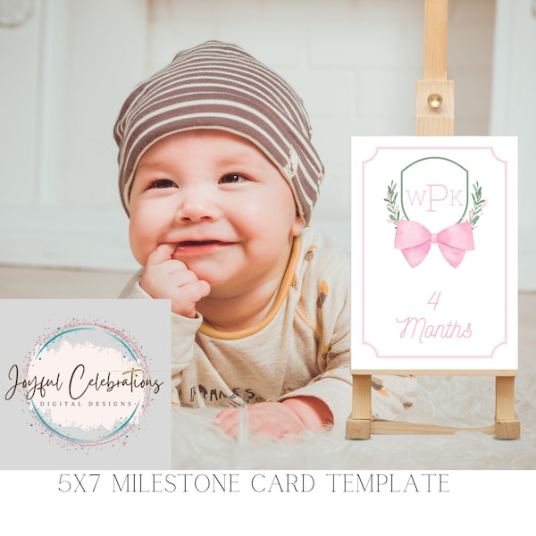 Watercolor Monogram Crest Baby Milestone Cards - Etsy