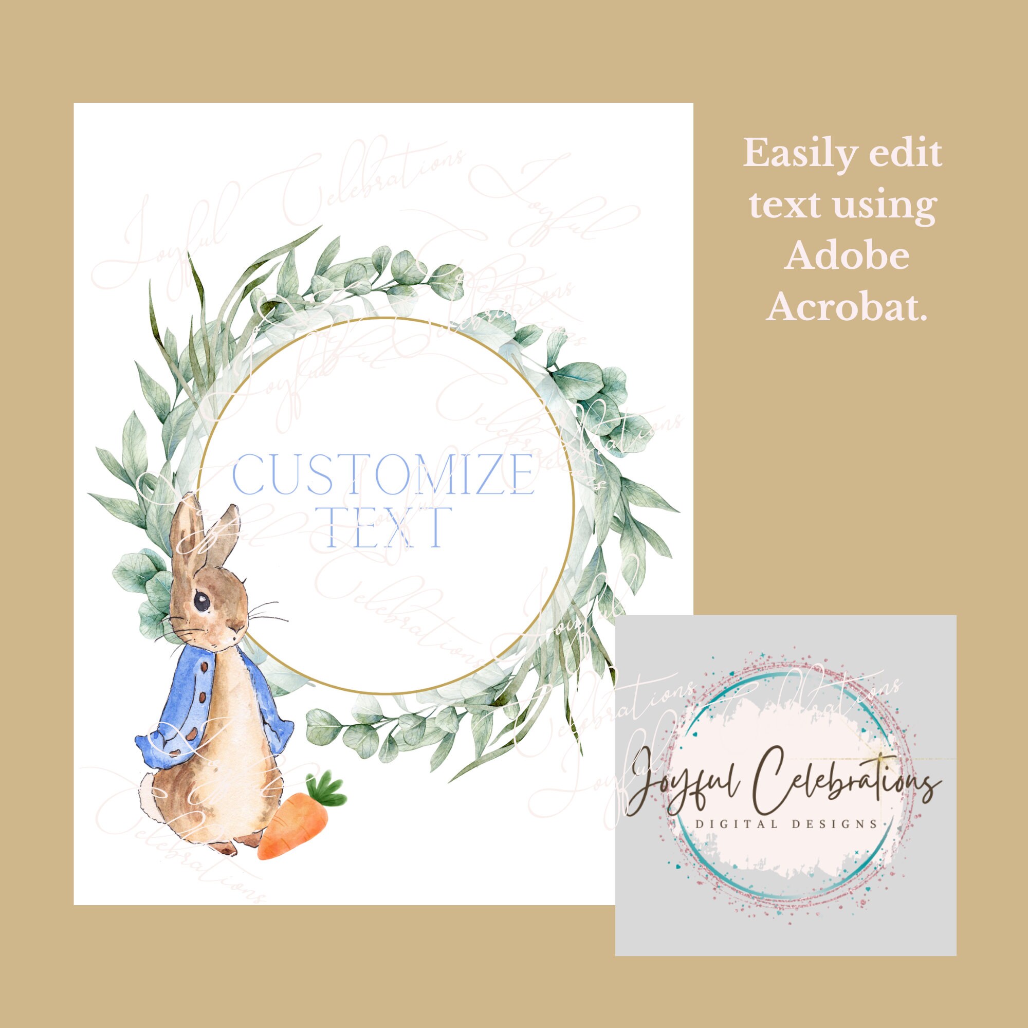 Peter Rabbit EDITABLE Printable Template | Customize Text | PDF | Baby ...