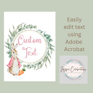 Pink Peter Rabbit EDITABLE Printable Template | Customize Text | PDF ...