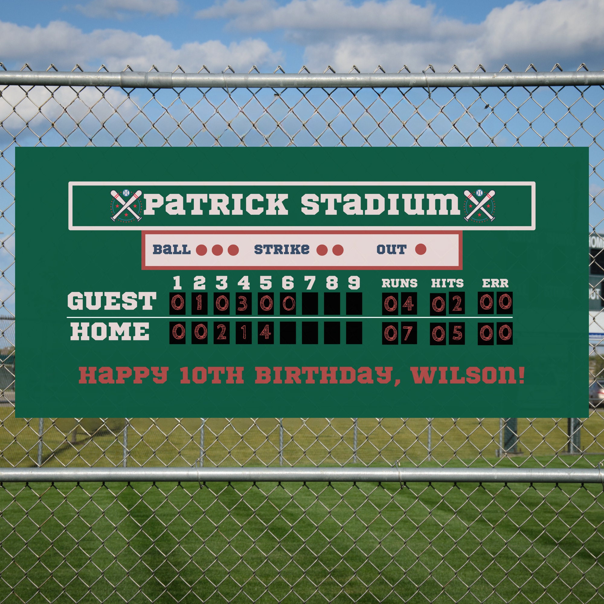 Editable Personalized Baseball Scoreboard Vinyl Banner Template | Party ...