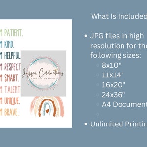 Printable Wall Art, Affirmation for Kids, Classroom Poster, Nursery ...