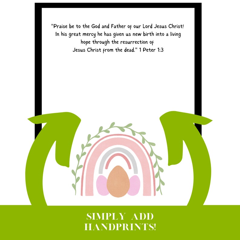 Christian Easter Handprint PDF and PNG | He is Risen | Bible Verse ...