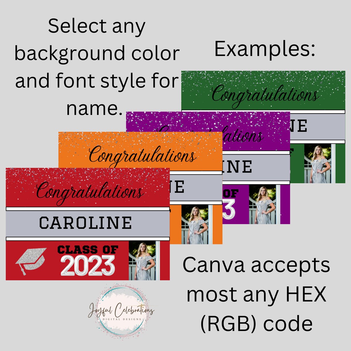 Editable Silver Graduation Senior Sign 2023 TEMPLATE | Graduate Yard ...