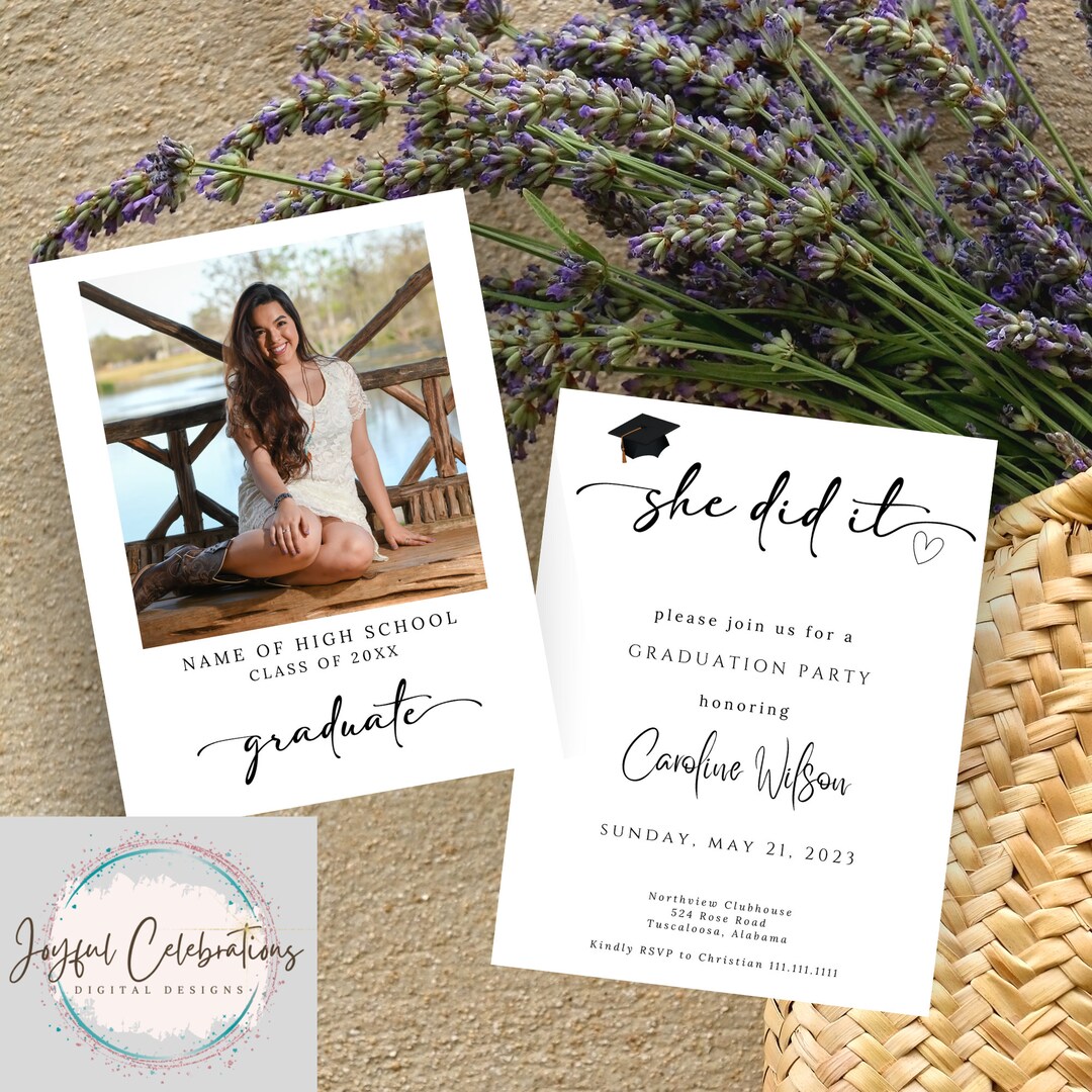 Graduation Party Invitation Template, Modern Graduation Invite, Grad ...
