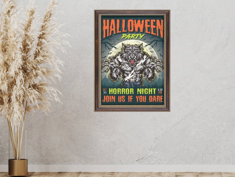 Printable Wall Art Halloween Poster Set, Set of 4 Posters, Retro ...
