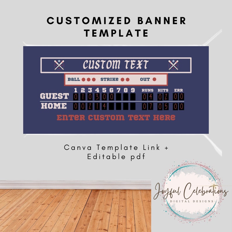 Editable Personalized Baseball Scoreboard Vinyl Banner Template | Party ...