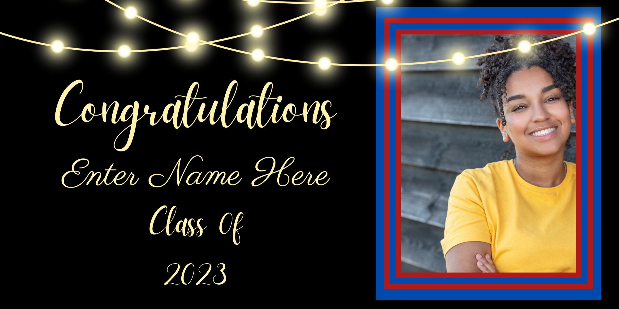 Editable Graduation Banner With Lights Template Customize Colors ...