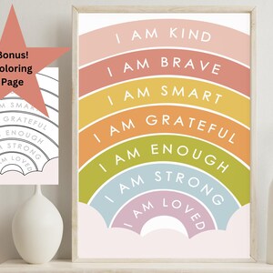 Affirmations for Kid, Printable Wall Art Poster Set, Boho Nursery Decor ...
