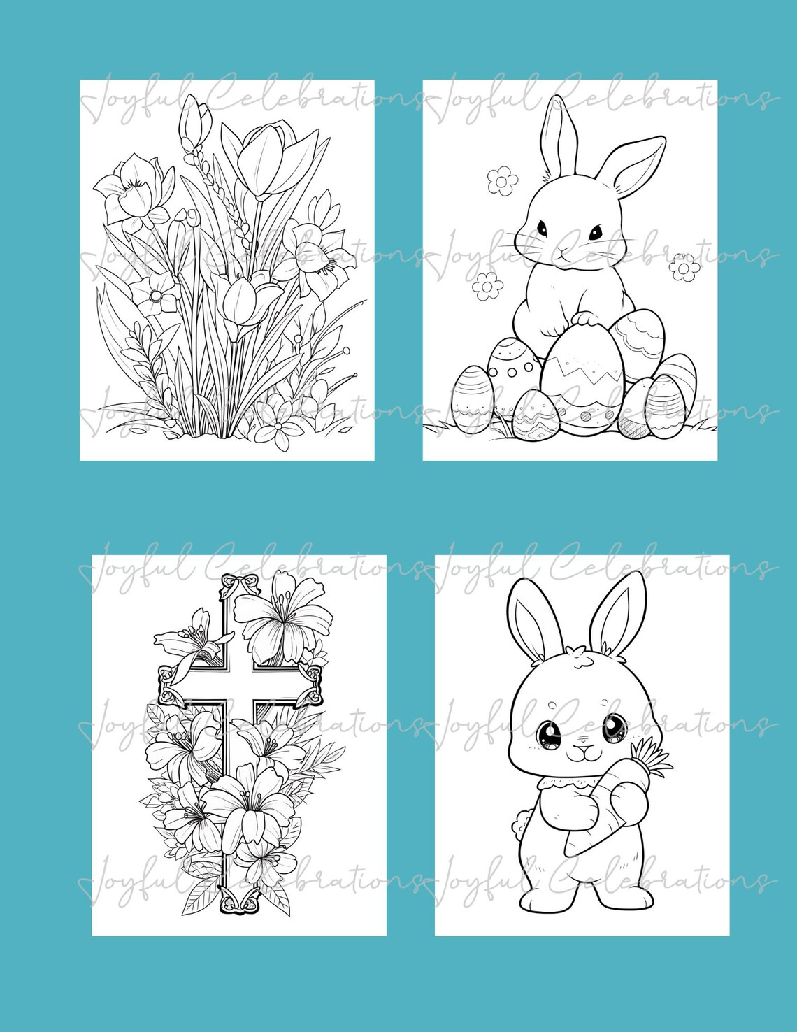 Printable Easter Coloring Pages, DIY Craft for Kids, Classroom Supplies, Digital Download ...