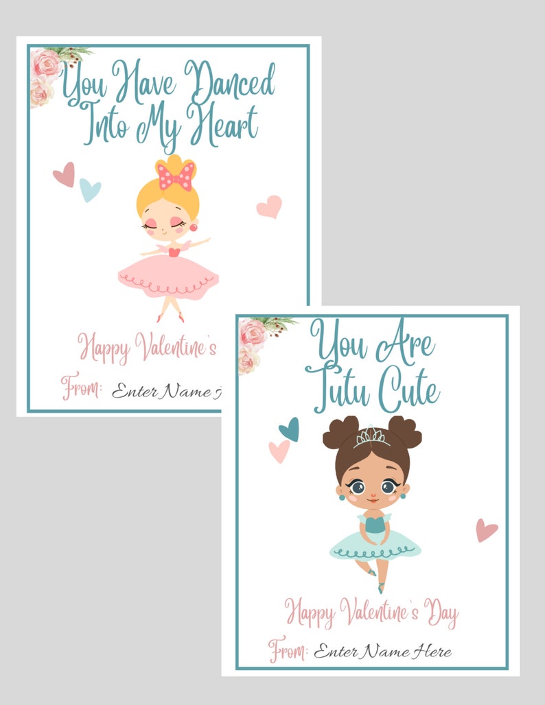 Instant Download Ballerina Printable Valentine's Day Cards | Editable ...