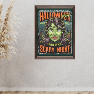 Printable Wall Art Halloween Poster Set, Set of 4 Posters, Retro ...