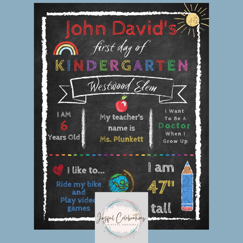 Editable First Day of School Sign, Chalkboard Back to School Sign ...