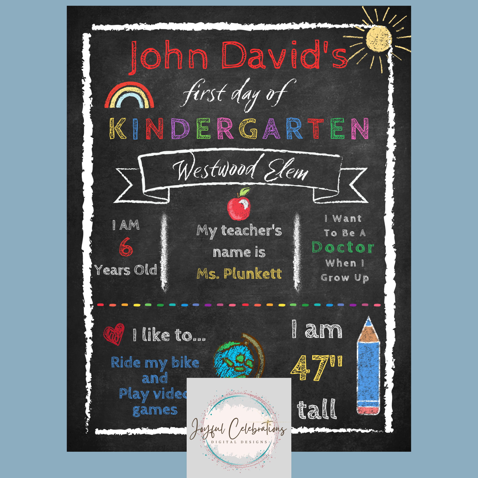 Editable First Day of School Sign, Chalkboard Back to School Sign ...