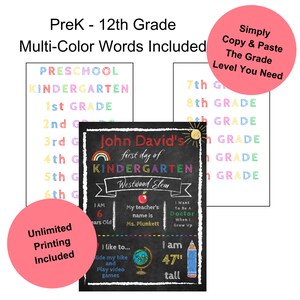 Editable First Day of School Sign, Chalkboard Back to School Sign ...
