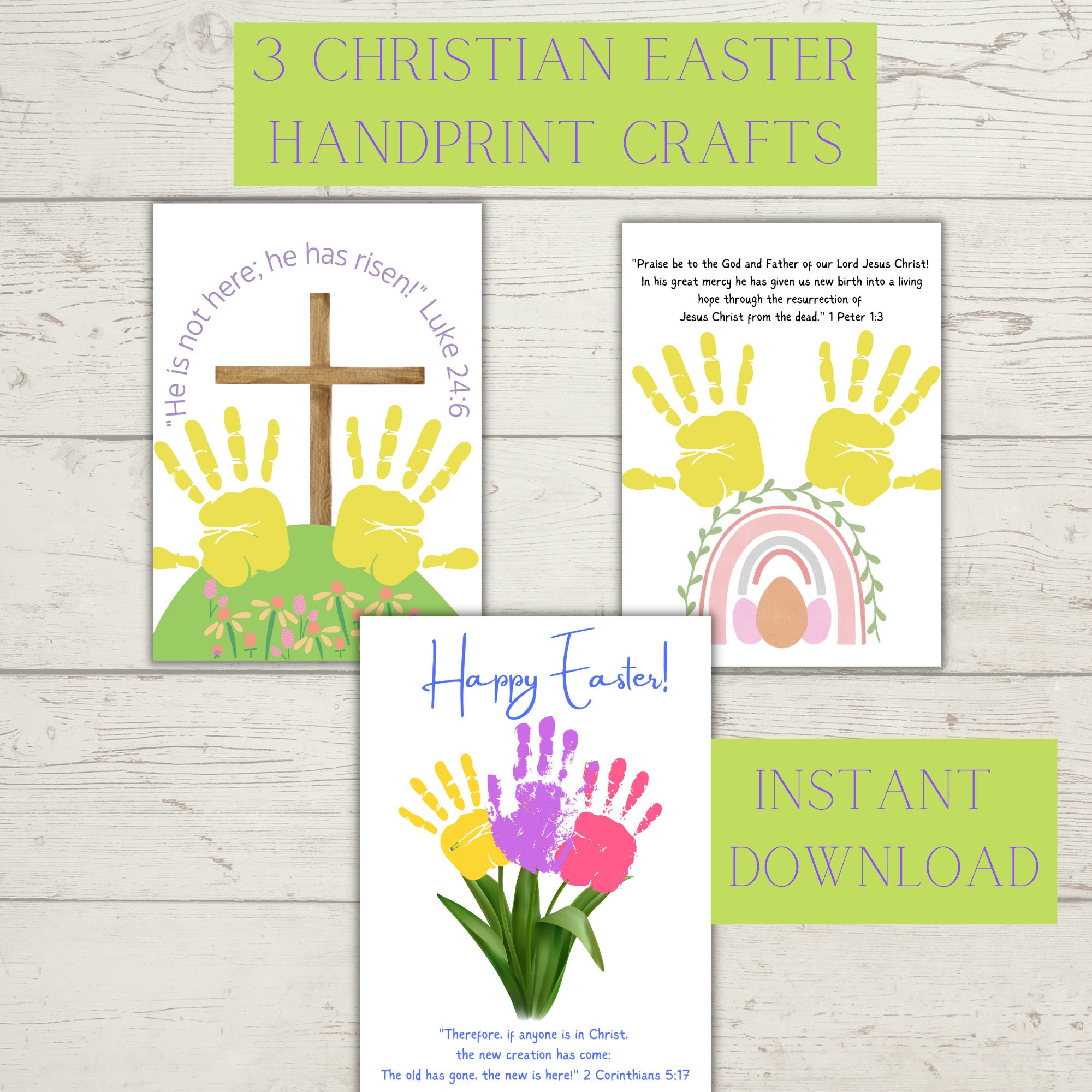Christian Easter Handprint PDF and PNG | He is Risen | Bible Verse ...