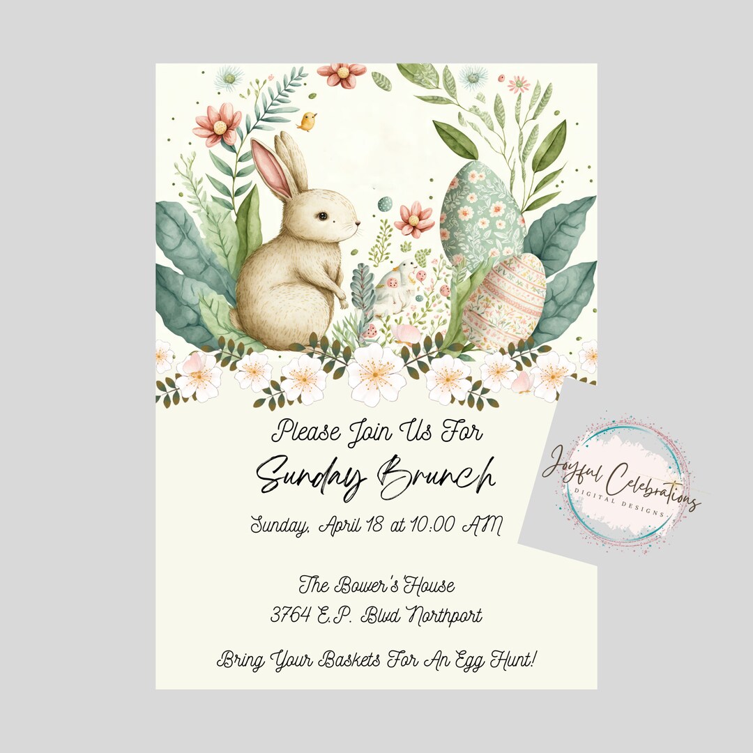Editable Easter Brunch | Printable Invitation Template | Sunday School ...