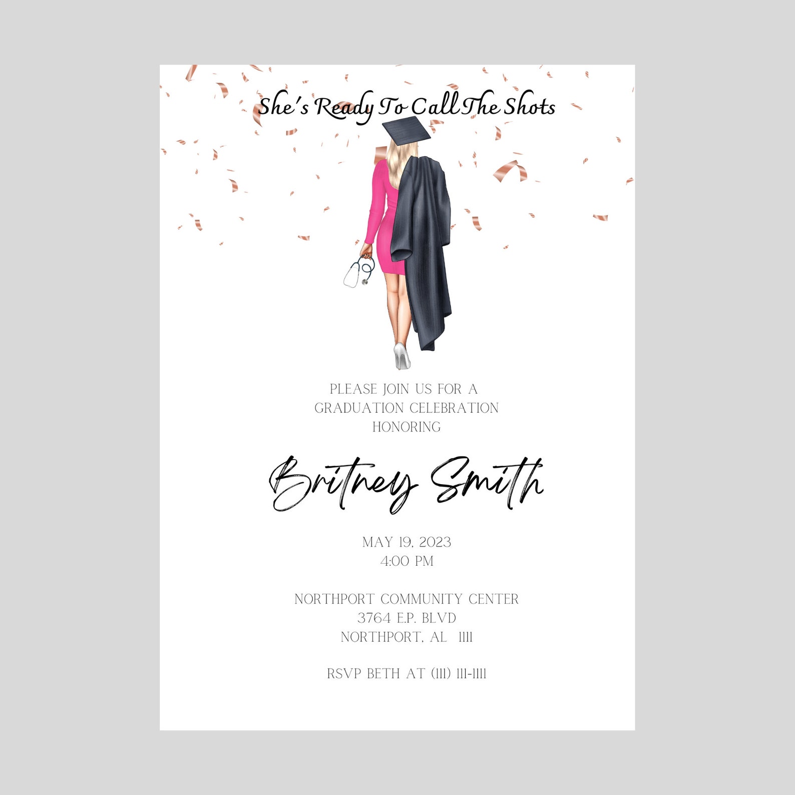 Nurse Illustration | Nurse Graduation Party Invitation | She's Ready to ...