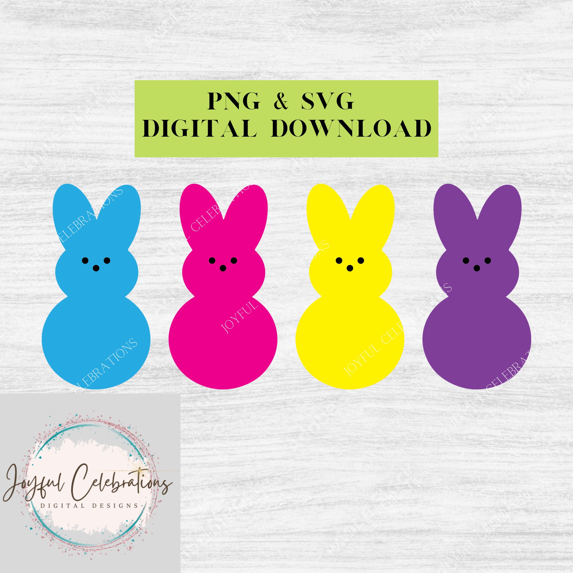 Easter Bunny Bright Color Peeps | Easter Clipart | PNG and SVG Instant ...