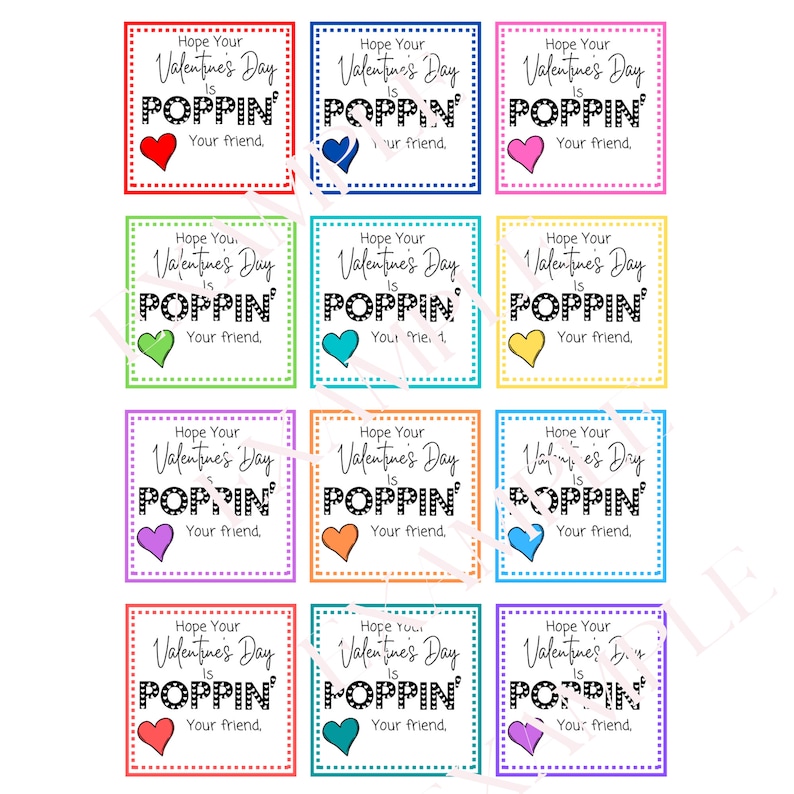 Hope Your Valentines Day is Poppin Digital PDF Printable Valentine Tags ...