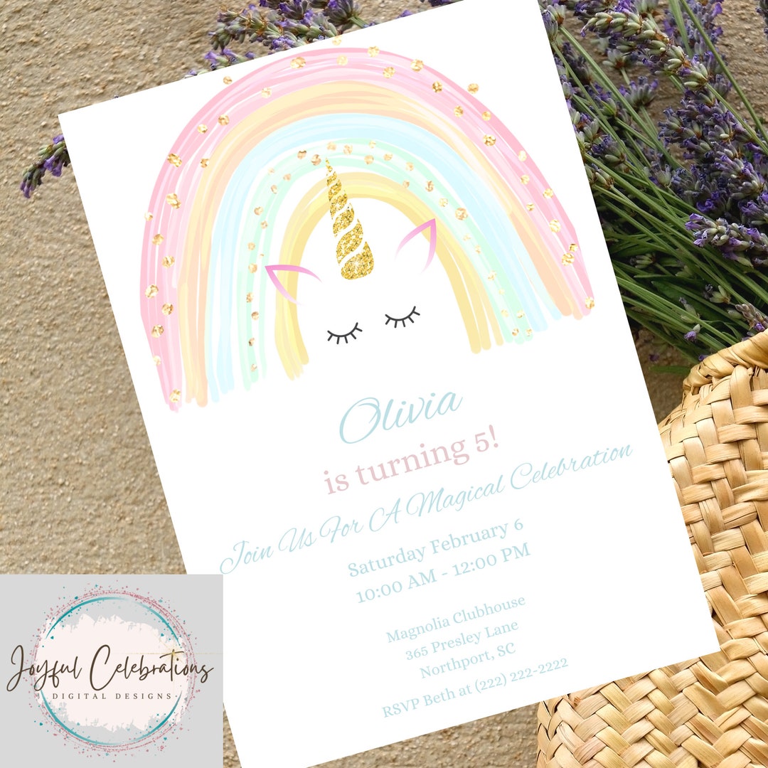 Editable Unicorn Invitation Unicorn Party | Unicorn Birthday | Magical ...