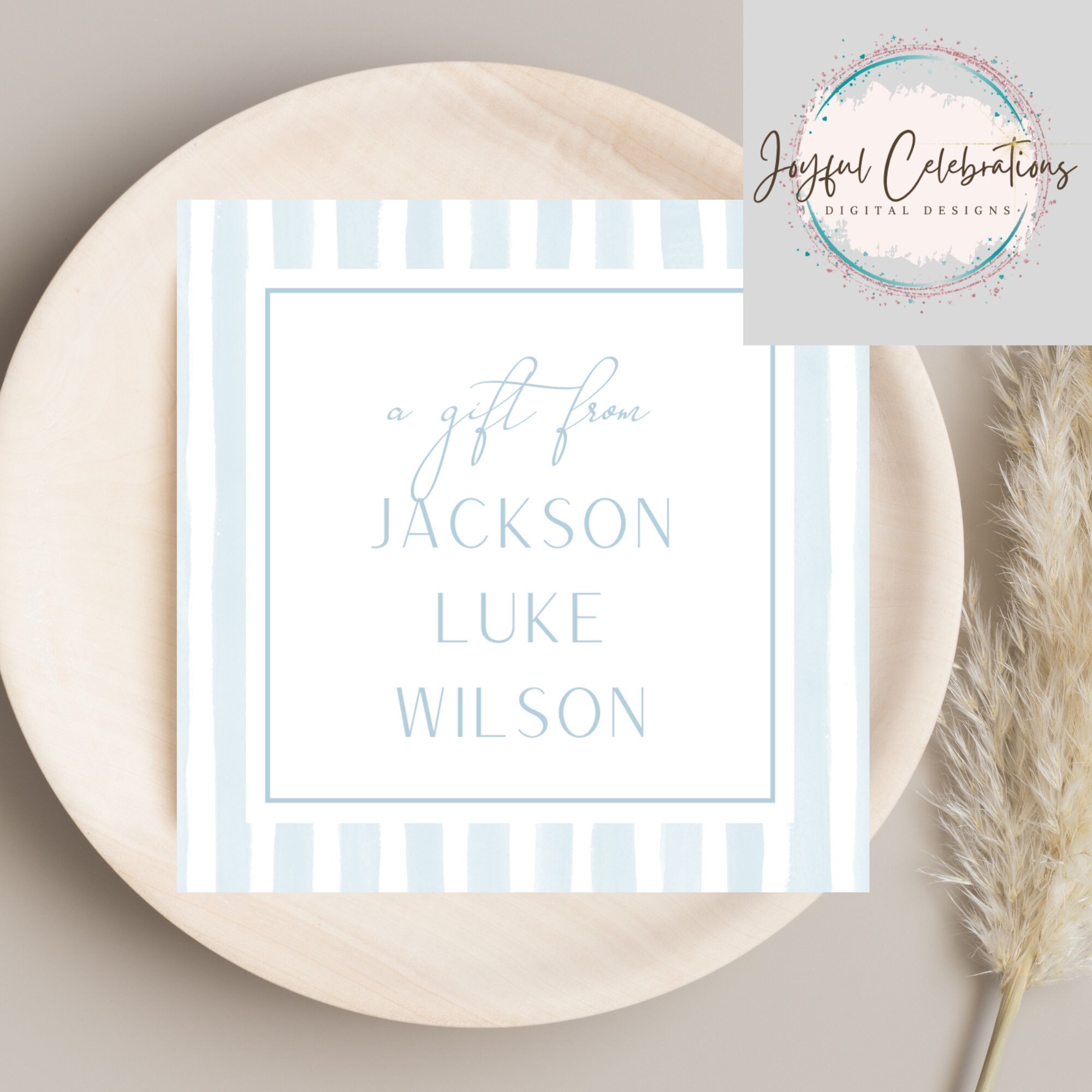 Printable Enclosure Cards, Printable Gift Tag, Blue Stripe Enclosure ...