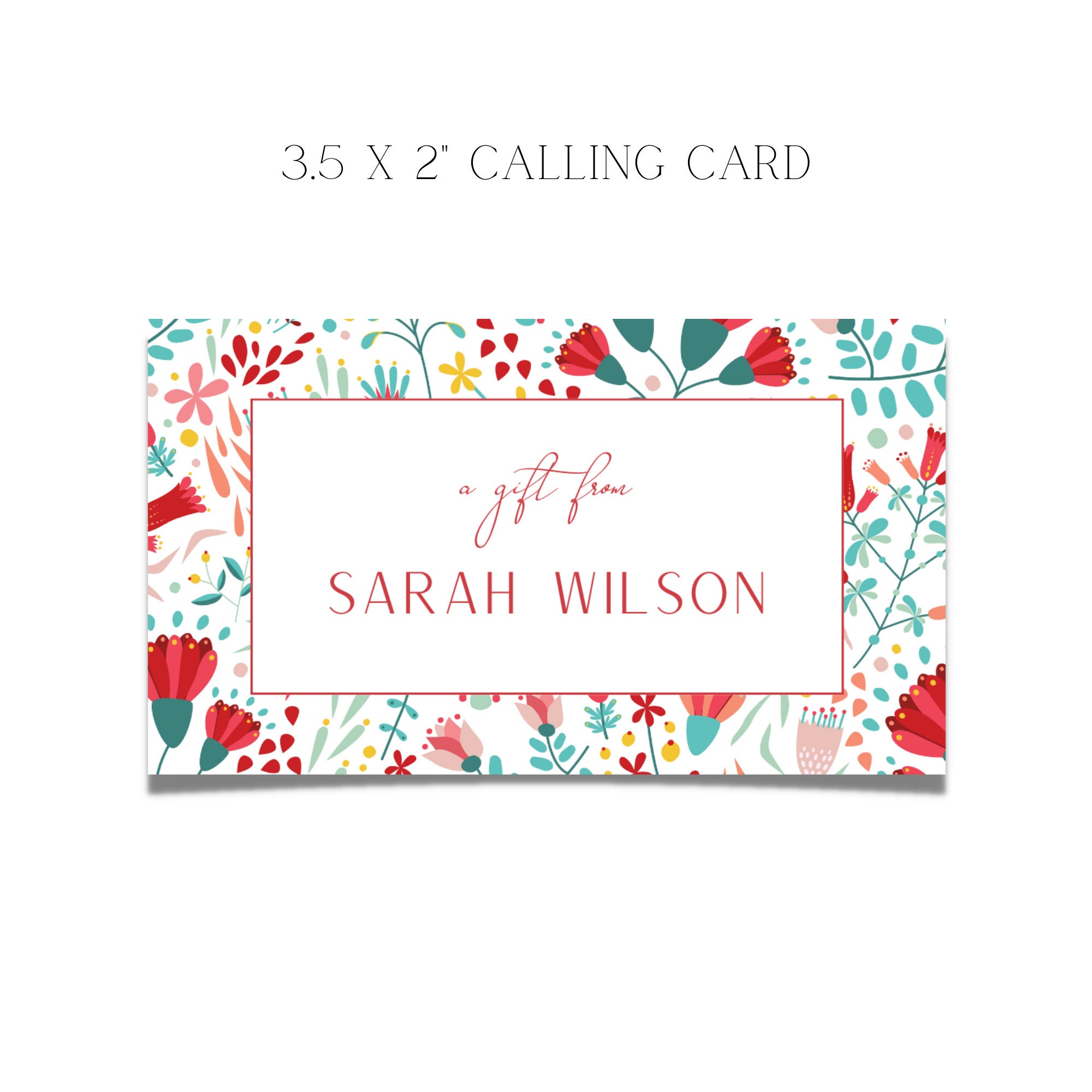 Personalized Red and Turquoise Flower Calling Card | Business Card ...