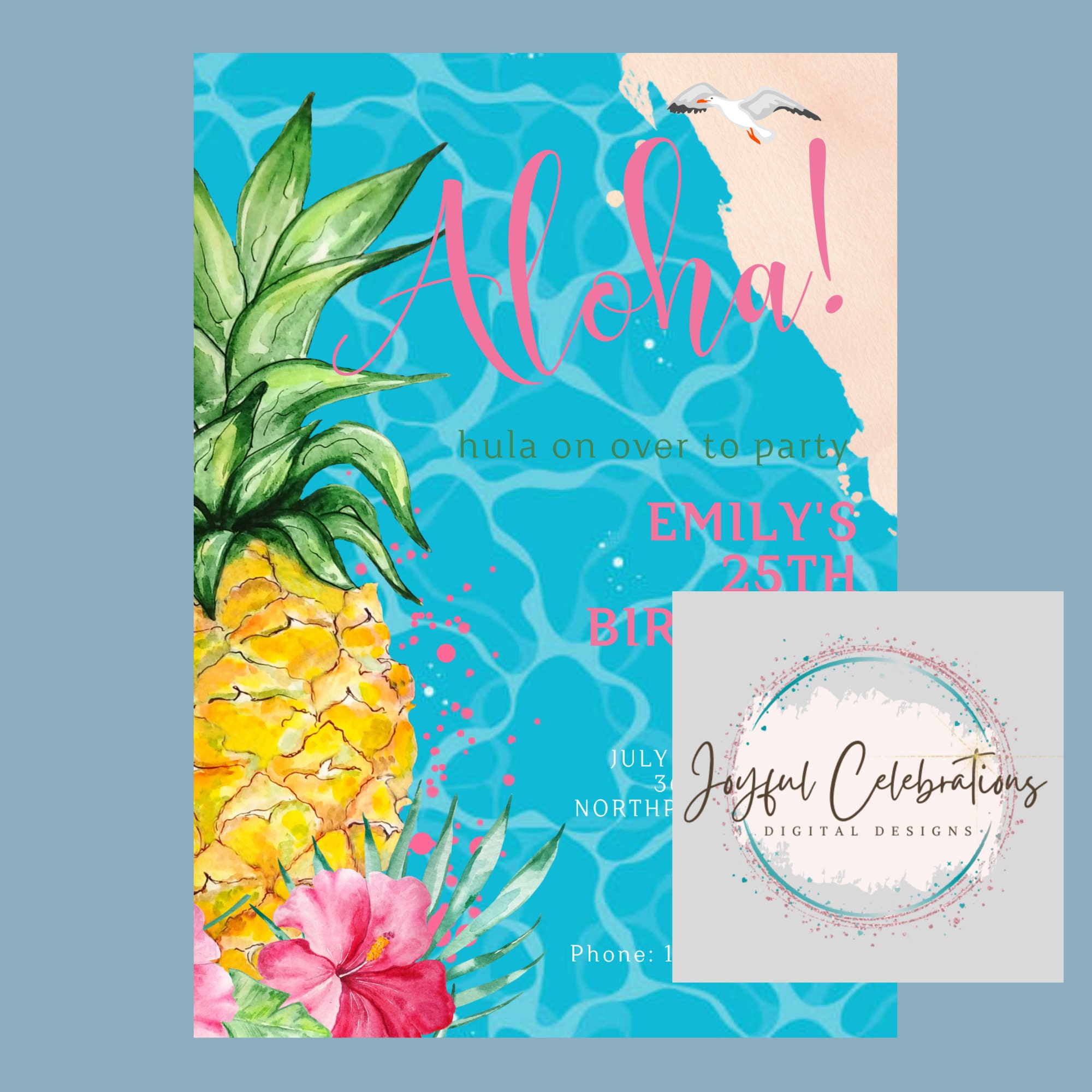 Editable Aloha Pool Party Invitation | Printable Invitation ...