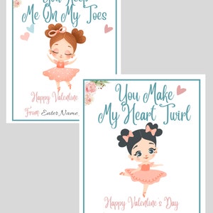 Instant Download Ballerina Printable Valentine's Day Cards | Editable ...