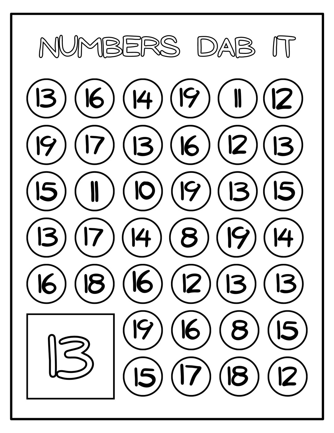 20 Printable Numbers Dab It Worksheets Preschool KDG Phonics - Etsy
