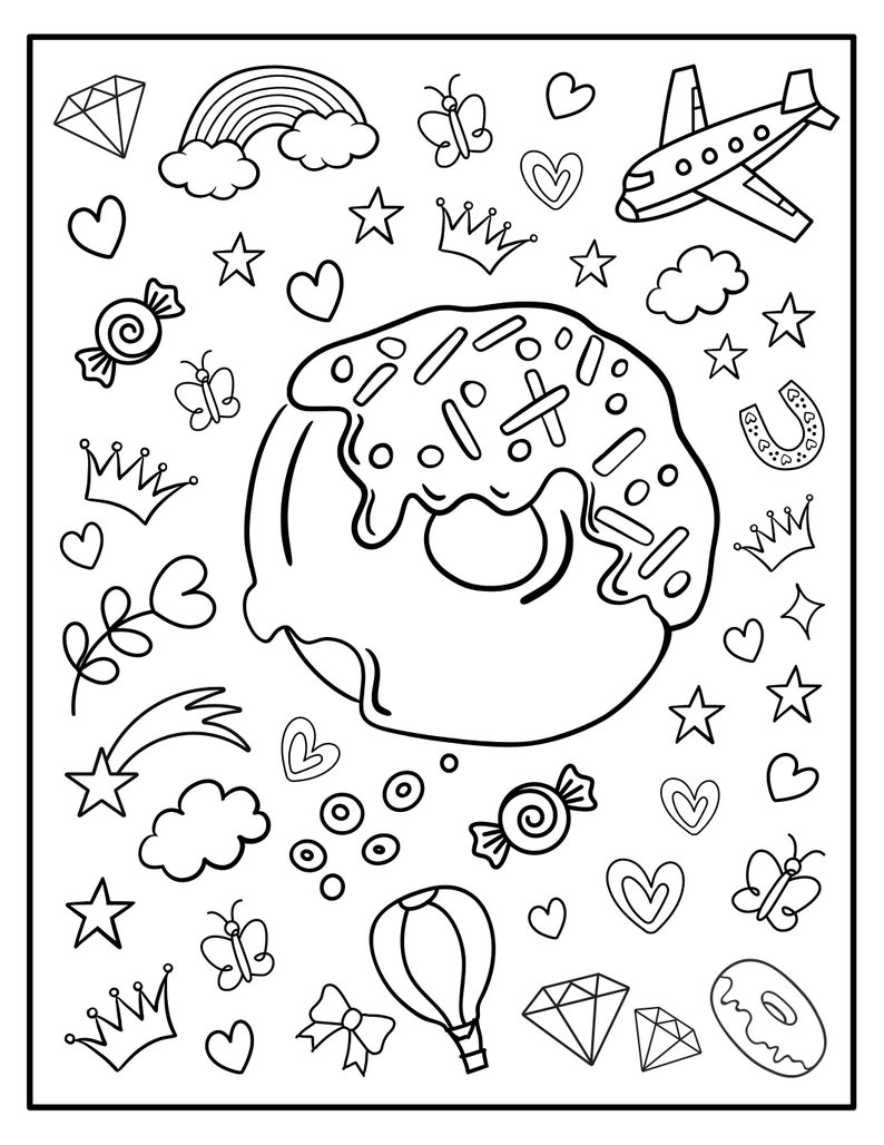 20 Donut Printable Coloring Page party Favor instant - Etsy