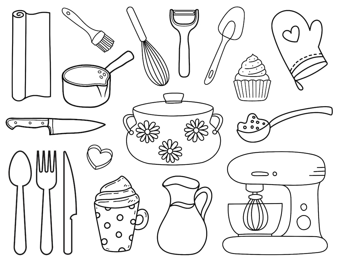 Kids Cooking Coloring Page Cook Coloring Book Printable Sheets - Etsy