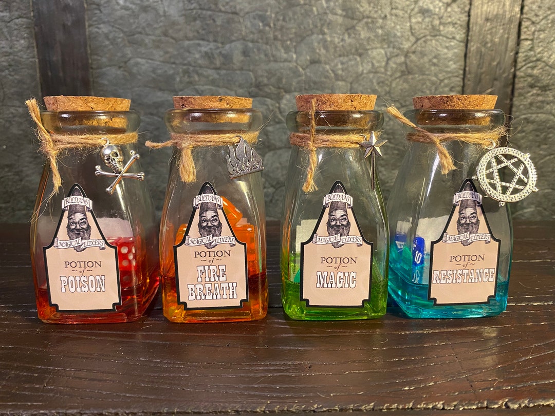 Adventurer’s Potion Kit~ 4 Pack D&D Resin Dice Potions - Etsy