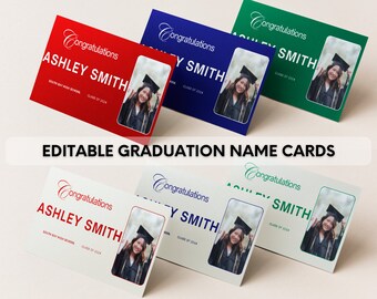 Editable Graduation Name Card Template, Printable Class 2025 Graduation ...