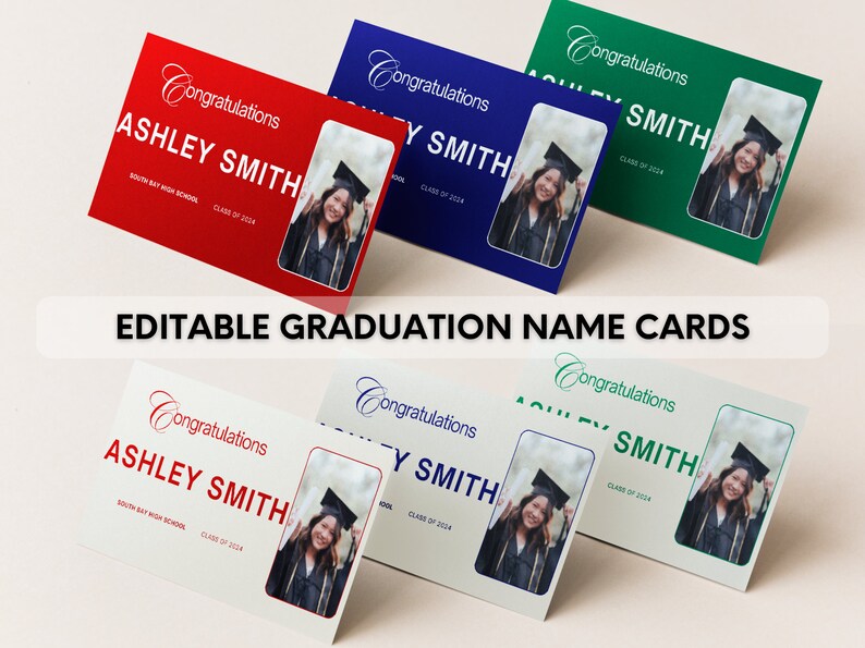 Editable Graduation Name Card Template, Printable Class 2023 Graduation ...
