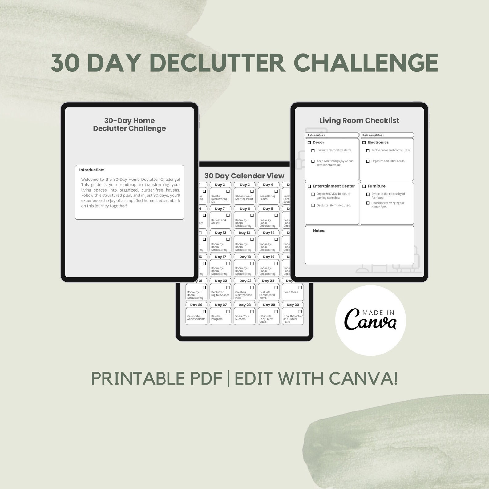 30 Day Declutter Challenge, Declutter in a Month, Printable Declutter ...