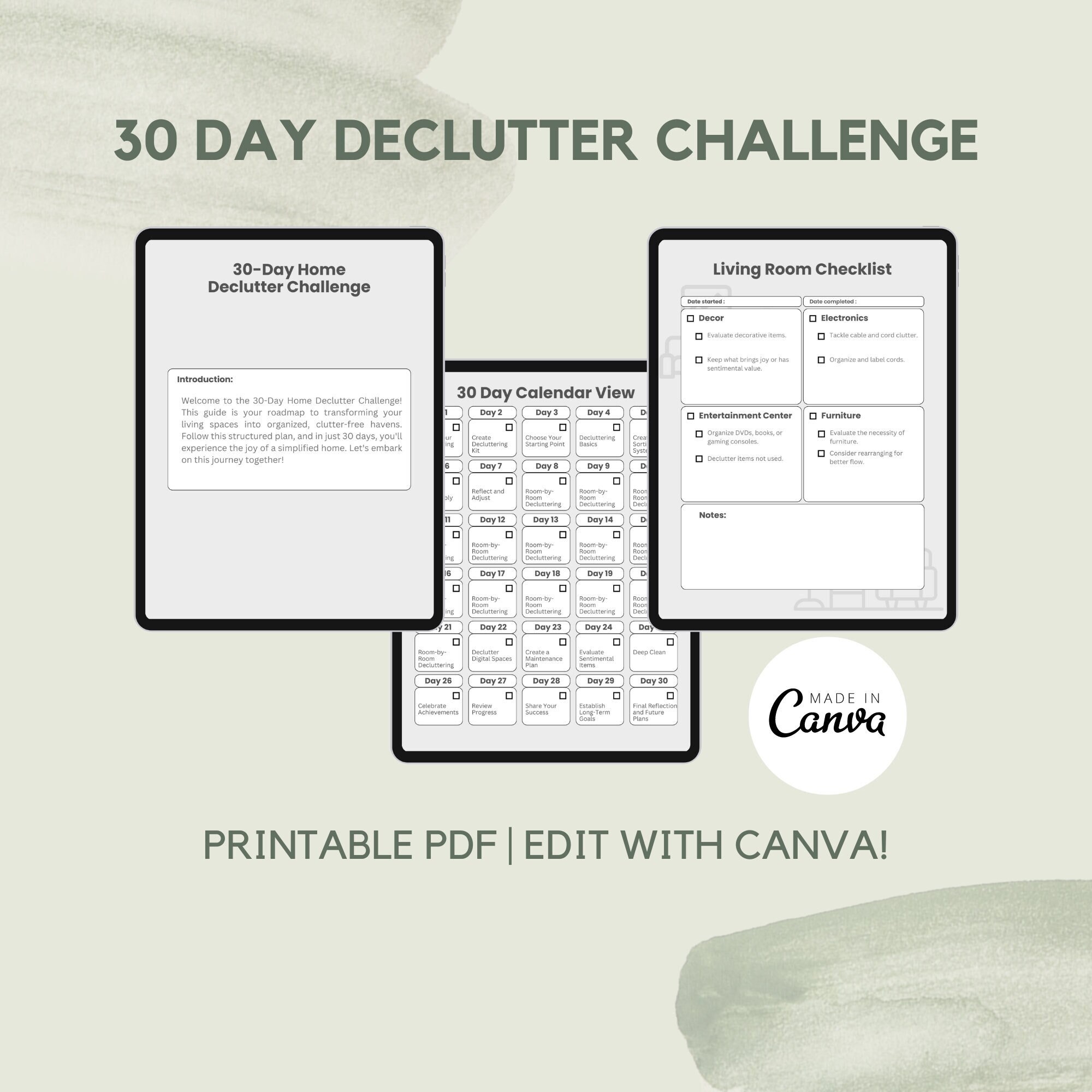 30 Day Declutter Challenge, Declutter in a Month, Printable Declutter ...