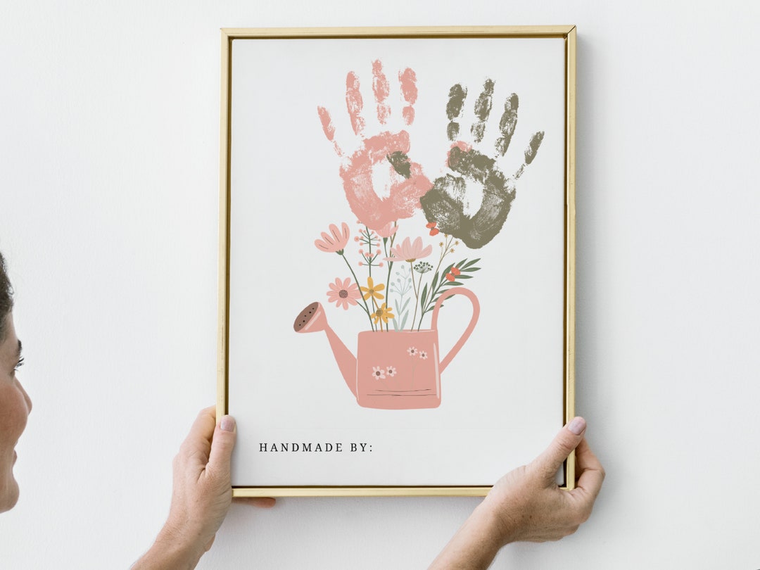 Flower Handprint Craft Art, Printable, for Mom or Grandparents ...