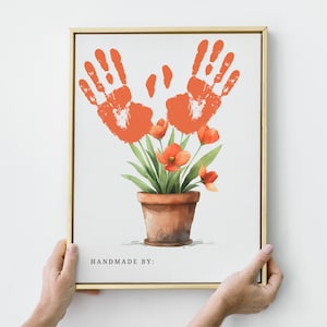 Flower Handprint Craft Art, Printable | Mothers Day, for Mom or Grandma ...