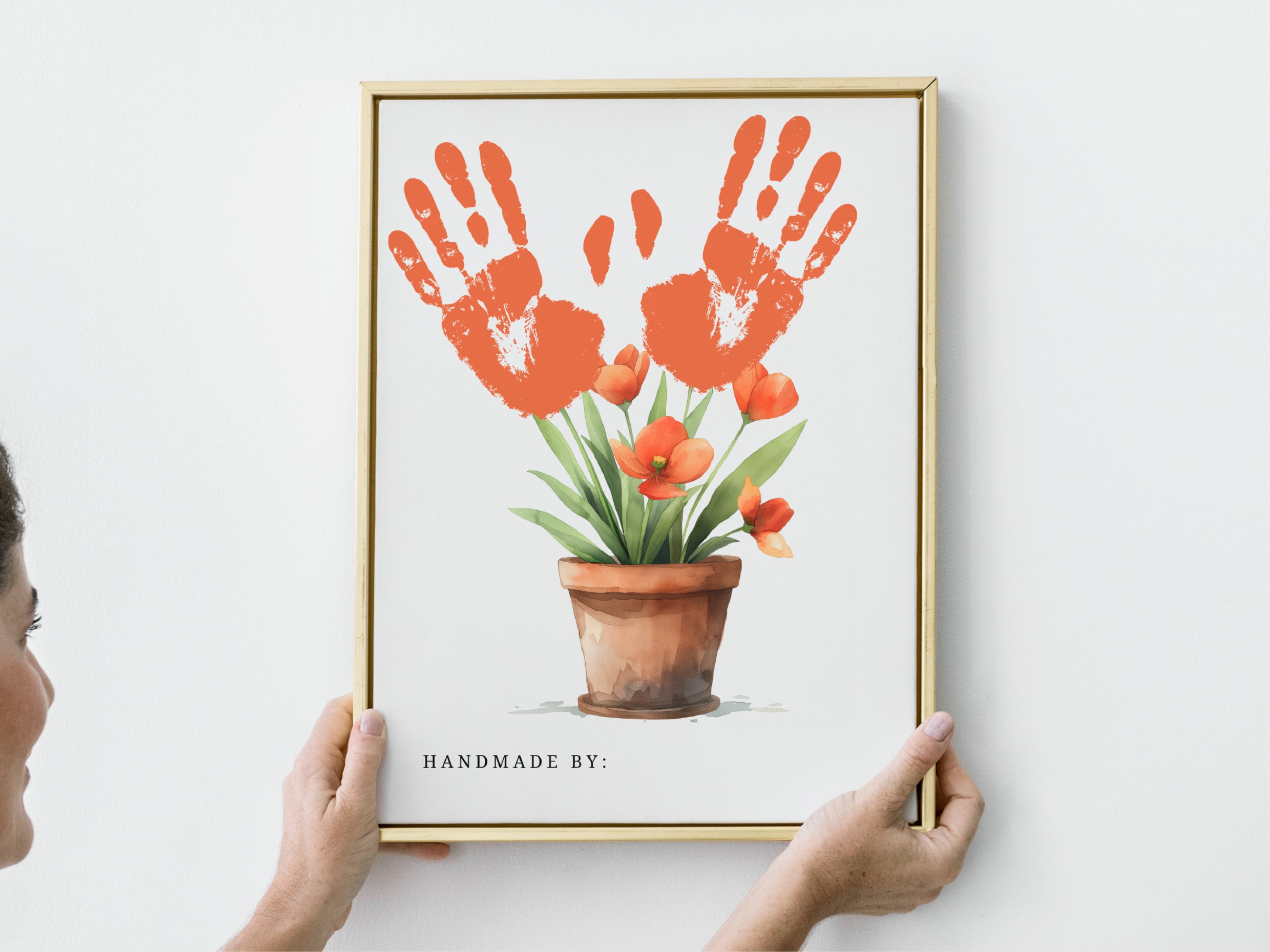 Flower Handprint Craft Art, Printable | Mothers Day, for Mom or Grandma ...