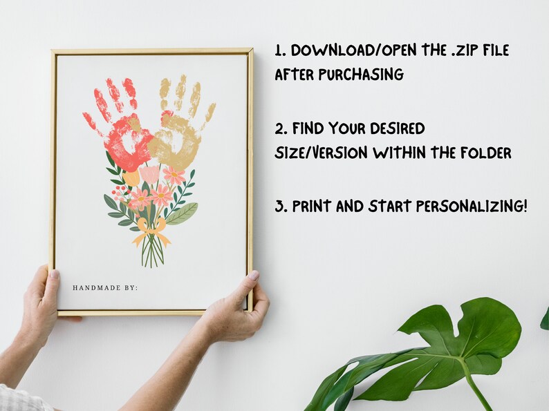 Mothers Day Flower Handprint Art, Printable, Mom Craft Gift From Baby ...