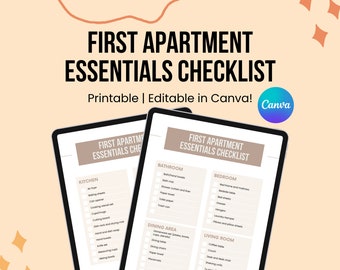 First Apartment Checklist Printable, Editable, Canva Template, Instant ...