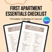 First Apartment Essentials Checklist Printable, Editable in Canva ...