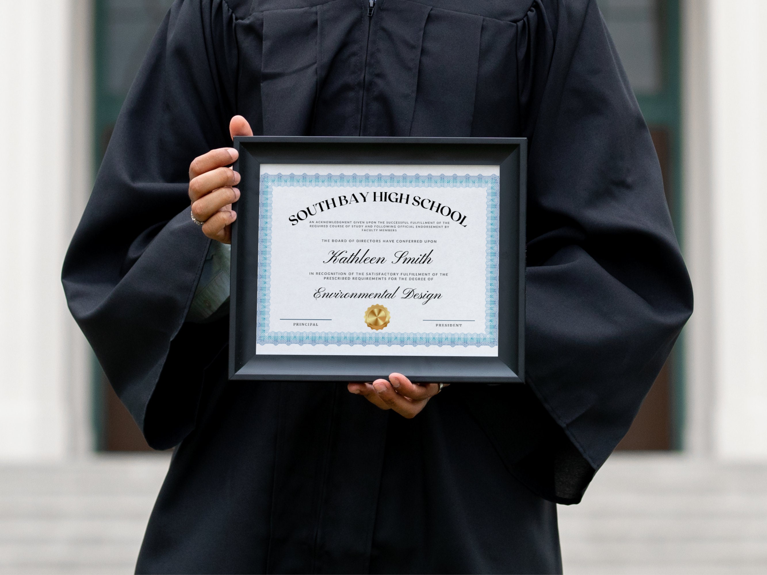 GED Diploma With Gold Seal Template Printable and Editable With Canva ...