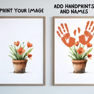 Flower Handprint Craft Art, Printable | Mothers Day, for Mom or Grandma ...