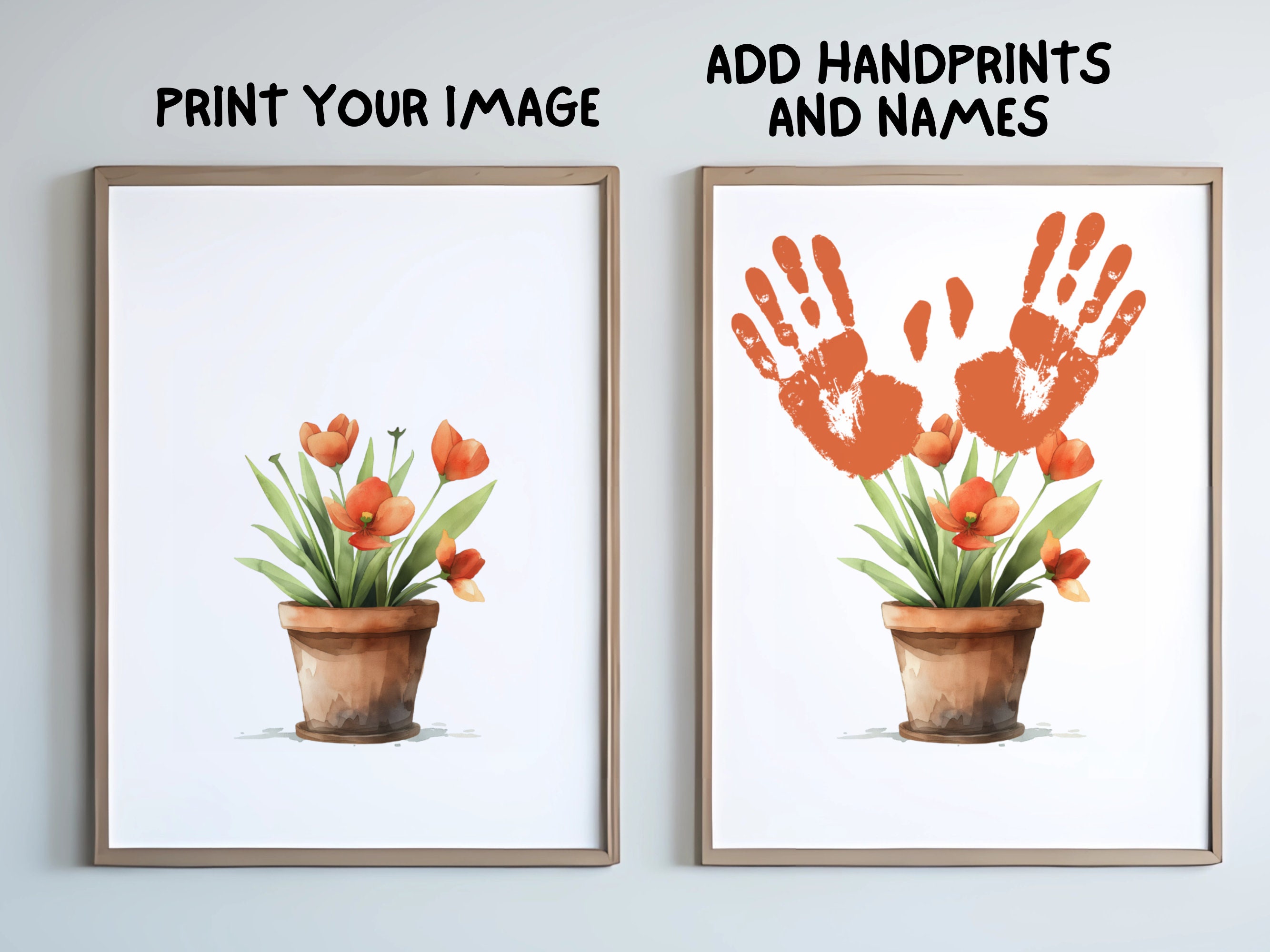 Flower Handprint Craft Art, Printable | Mothers Day, for Mom or Grandma ...