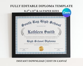 High School Diploma, Home School Diploma, Diploma Template, Diploma ...