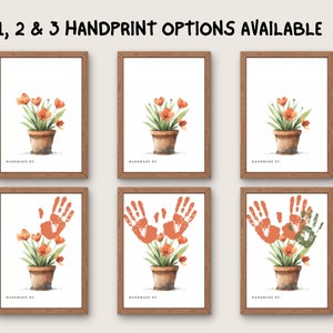 Flower Handprint Craft Art, Printable | Mothers Day, for Mom or Grandma ...