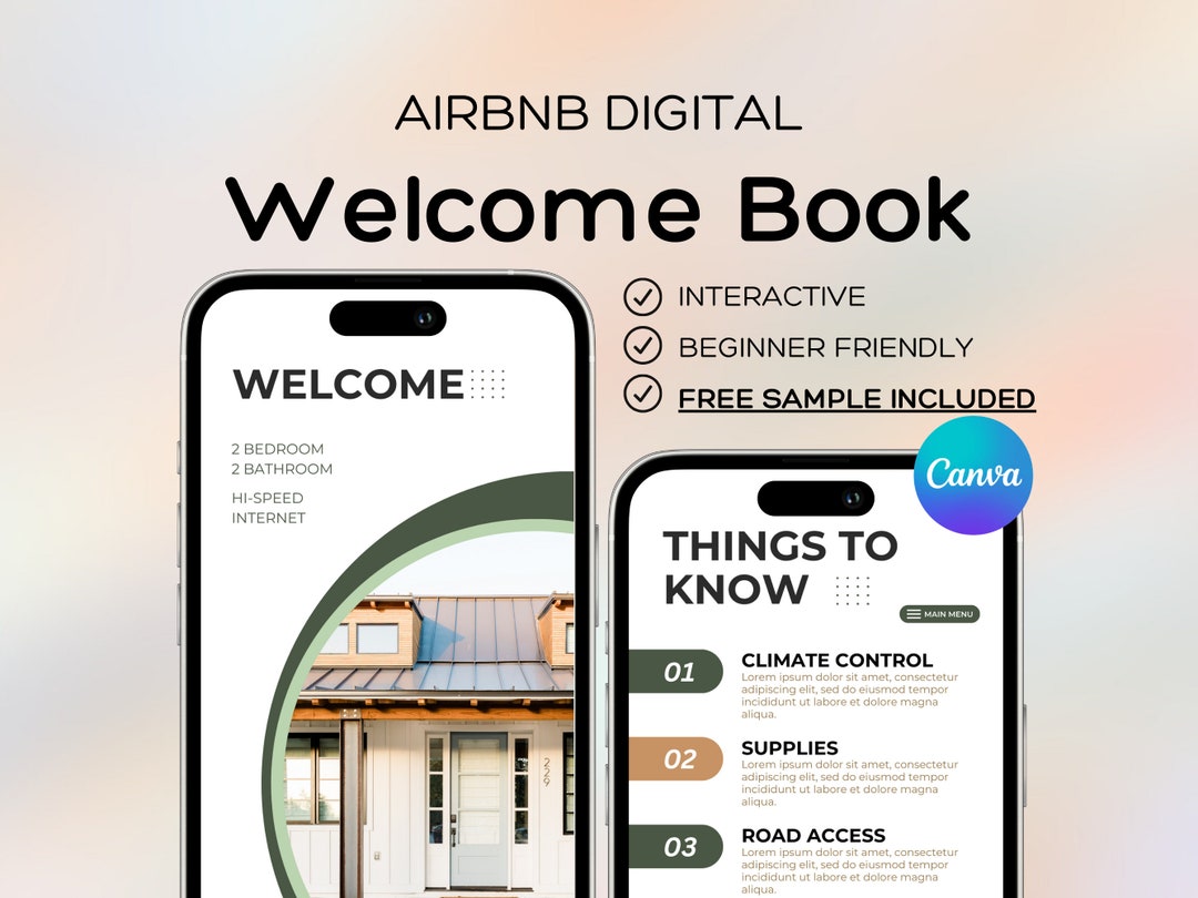 Modern Digital Welcome Book Airbnb Canva, Mobile Digital Welcome Guide ...