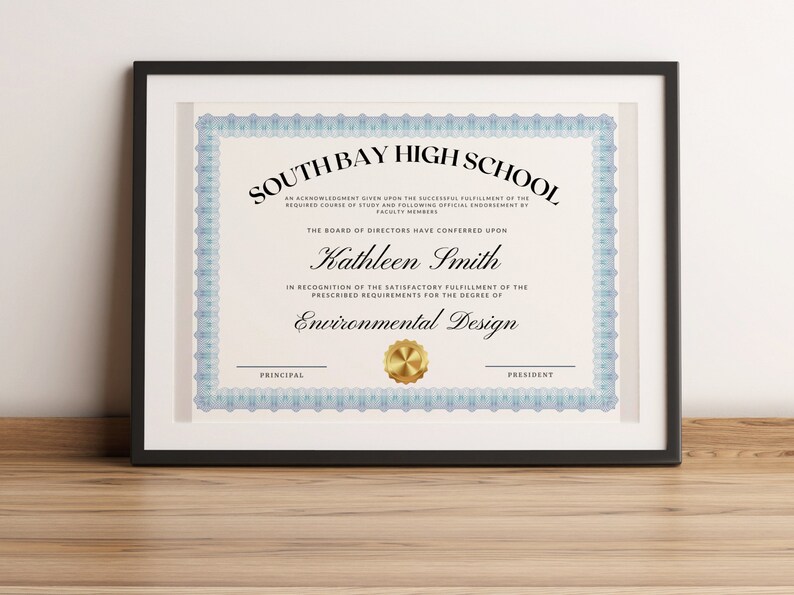 GED Diploma With Gold Seal Template Printable and Editable With Canva ...